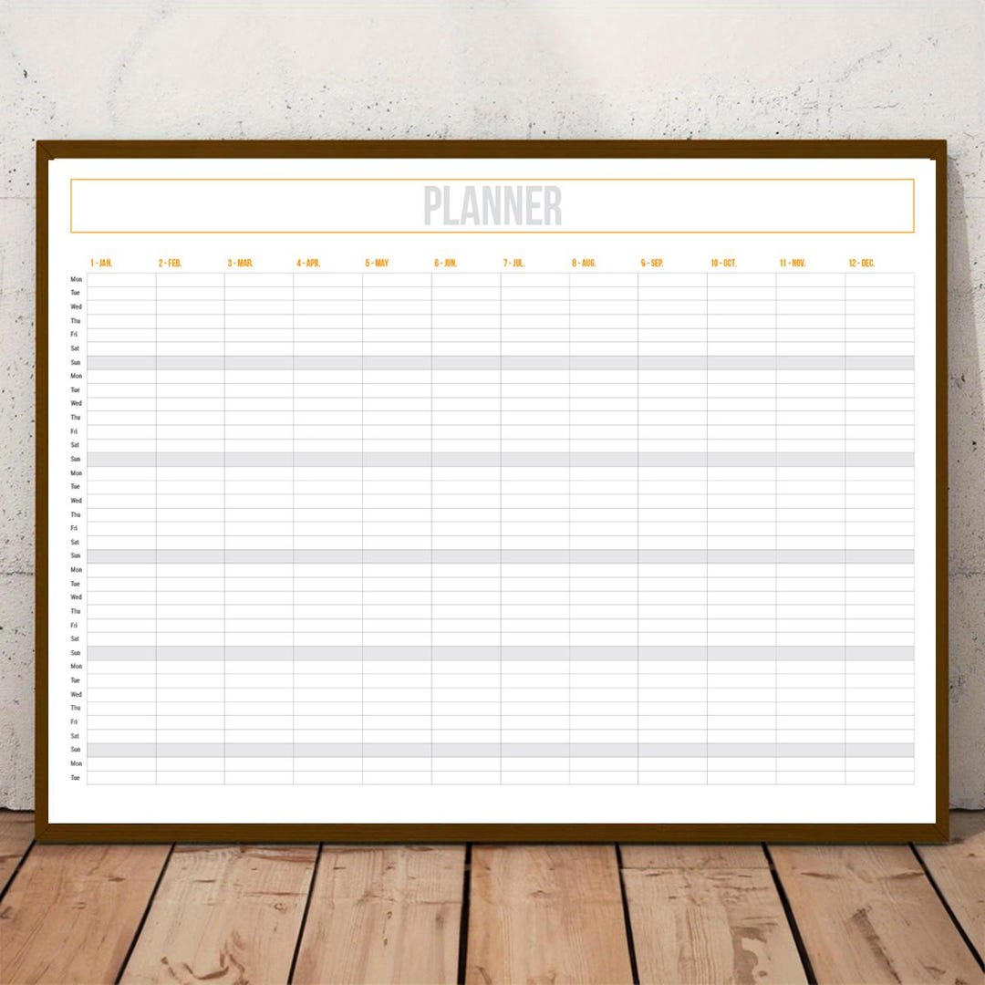 12-month Digital Perpetual Wall Planner | 36x24 Undated Yearly Calendar ...