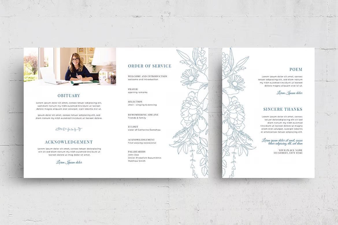 Funeral Program Template Editable | Canva Instant Download | Printable ...