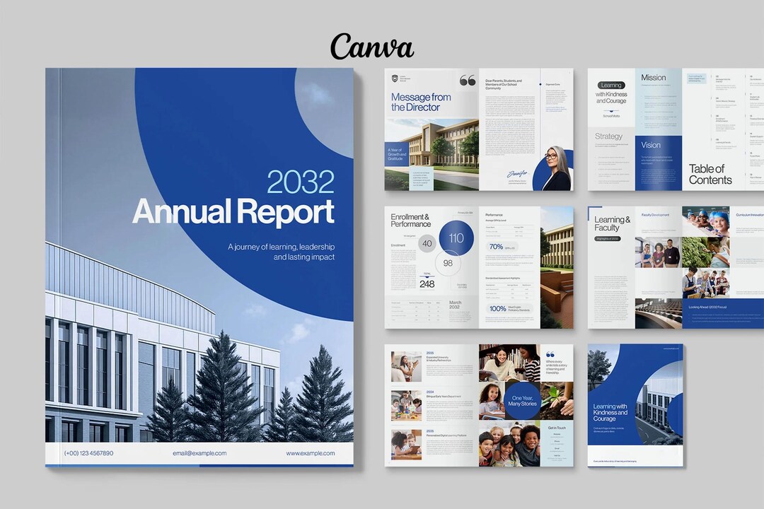 Annual Report Template - Canva Editable | School & College Report ...