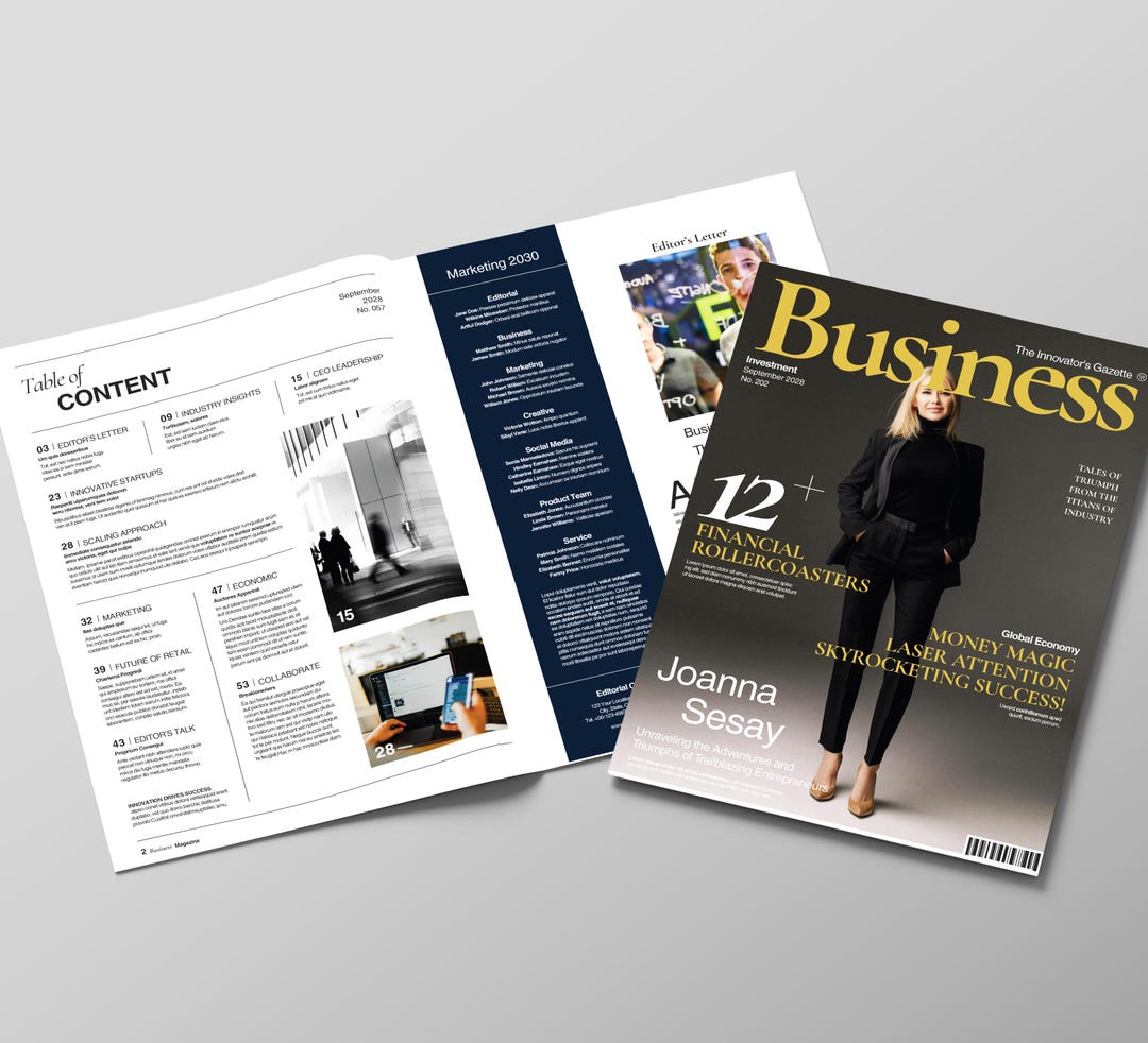 Modern Business Magazine Template: 20-page A4 Canva Layout (digital ...