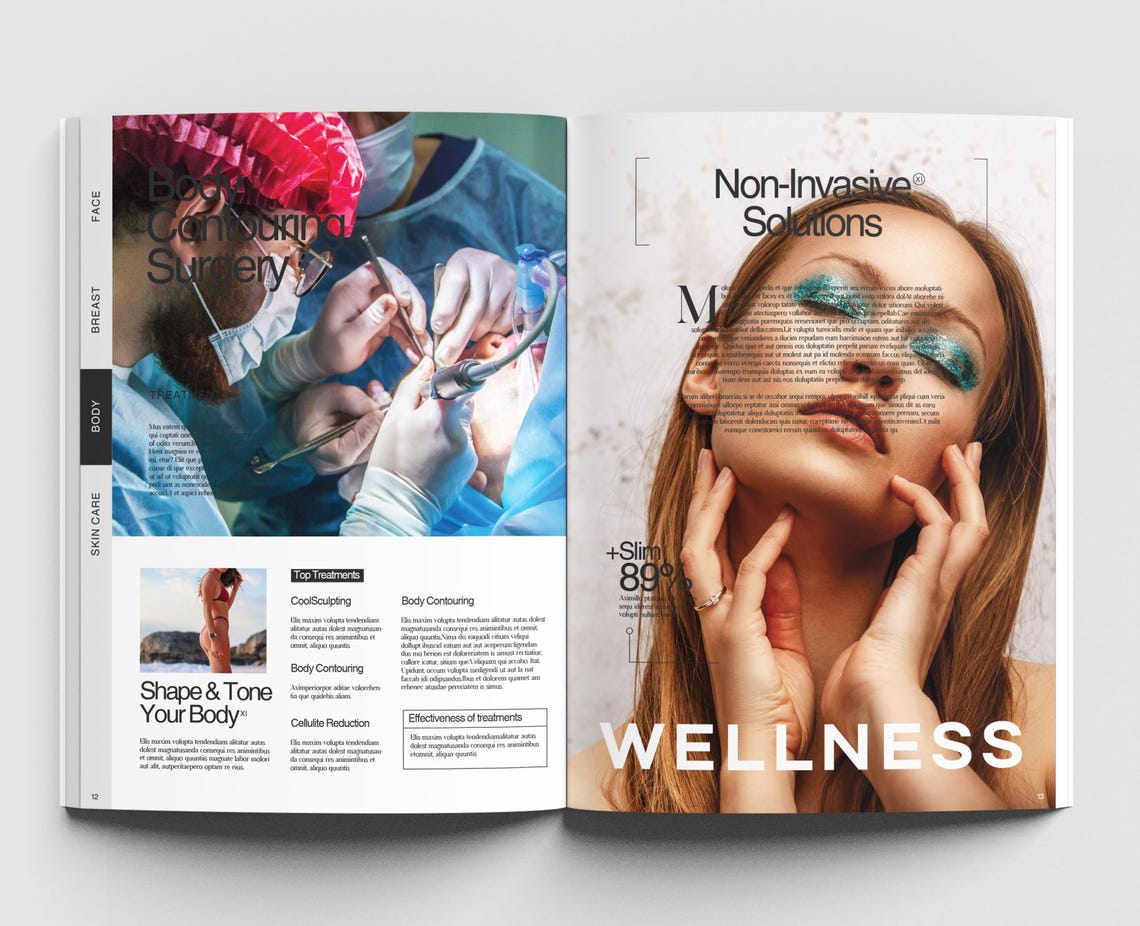 Med Spa Magazine Template: Beauty & Wellness Magazine Layout (canva, A4 ...