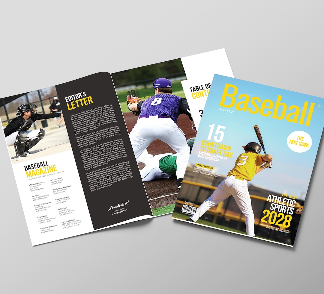 Baseball Magazine Template, Canva A4 Layout (digital Download) - Etsy