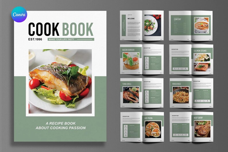 Editable Cookbook Template: Modern Recipe Binder, Canva Design (digital ...