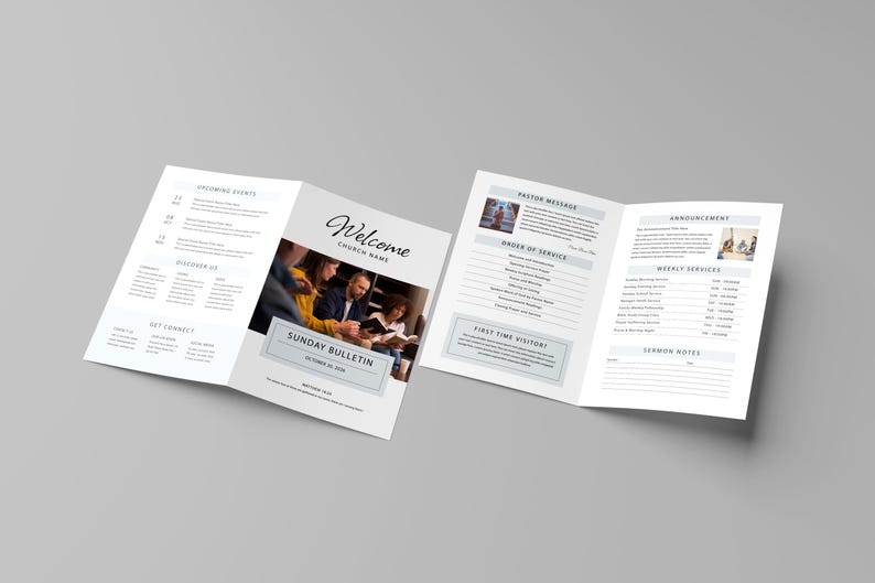 Editable Church Bulletin Template: Tri-fold Canva Design (instant ...
