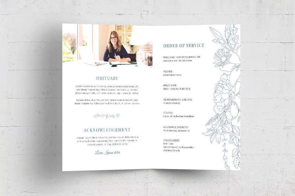 Funeral Program Template Editable | Canva Instant Download | Printable ...
