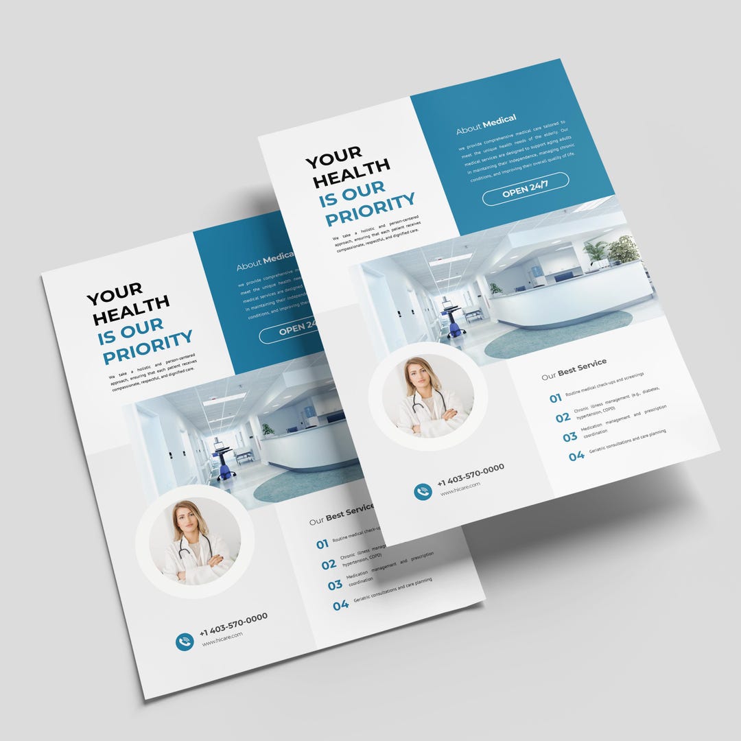 Healthcare Clinic Flyer A4 Template: Editable Modern Design (canva) - Etsy