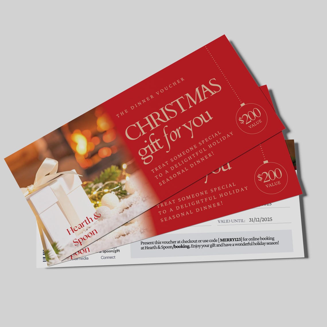 Editable Christmas Dinner Voucher Template: Festive Restaurant Gift ...