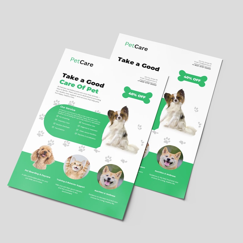 Pet Care Flyer Template: Veterinary Clinic & Grooming Ad (A4 Editable ...