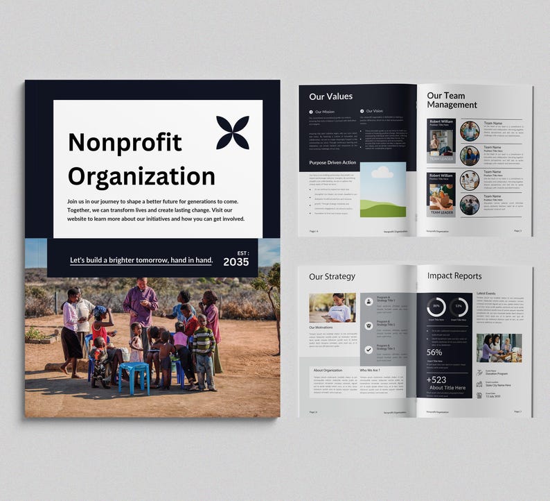 Nonprofit Brochure Canva Template | Impact Report, Community Guide ...