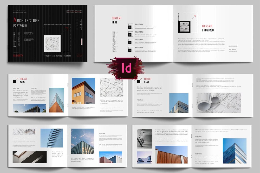 Architecture Portfolio Template | Indesign | Dark Mode Cover | Elegant ...