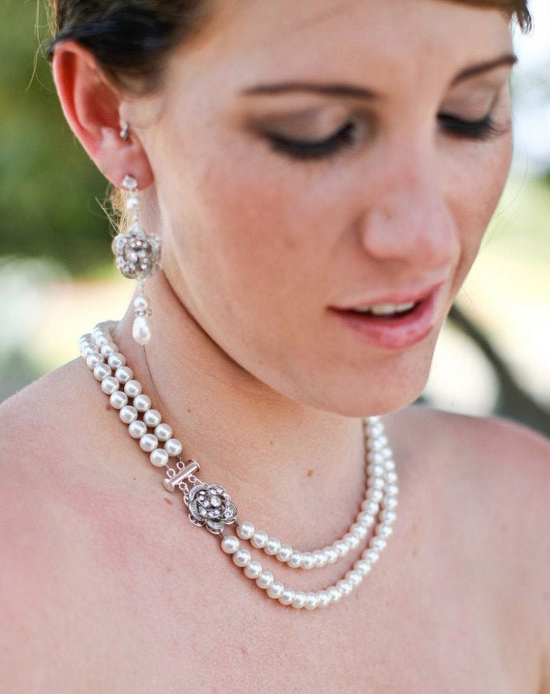 Wedding Necklace Pearl, Wedding Necklace for Brides, Rhinestone ...