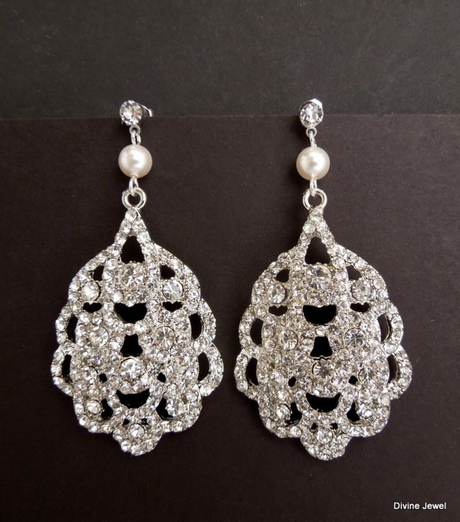 Bridal Pearl Earrings Bridal Earrings Chandelier Wedding - Etsy