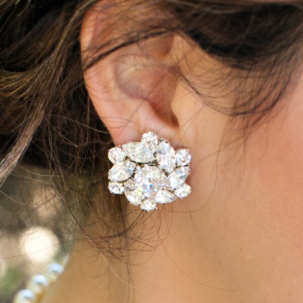 Rhinestone Earrings - Etsy