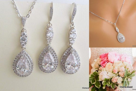 Bridal jewelry set wedding jewelry set bridesmaid jewelry | Etsy