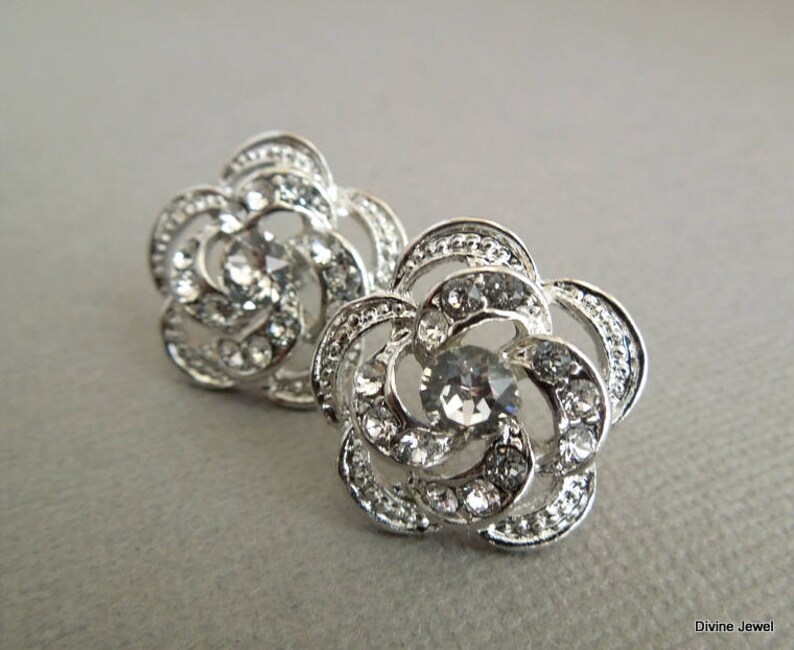 Wedding Rhinestone Earrings Bridal Stud Earrings Bridal | Etsy