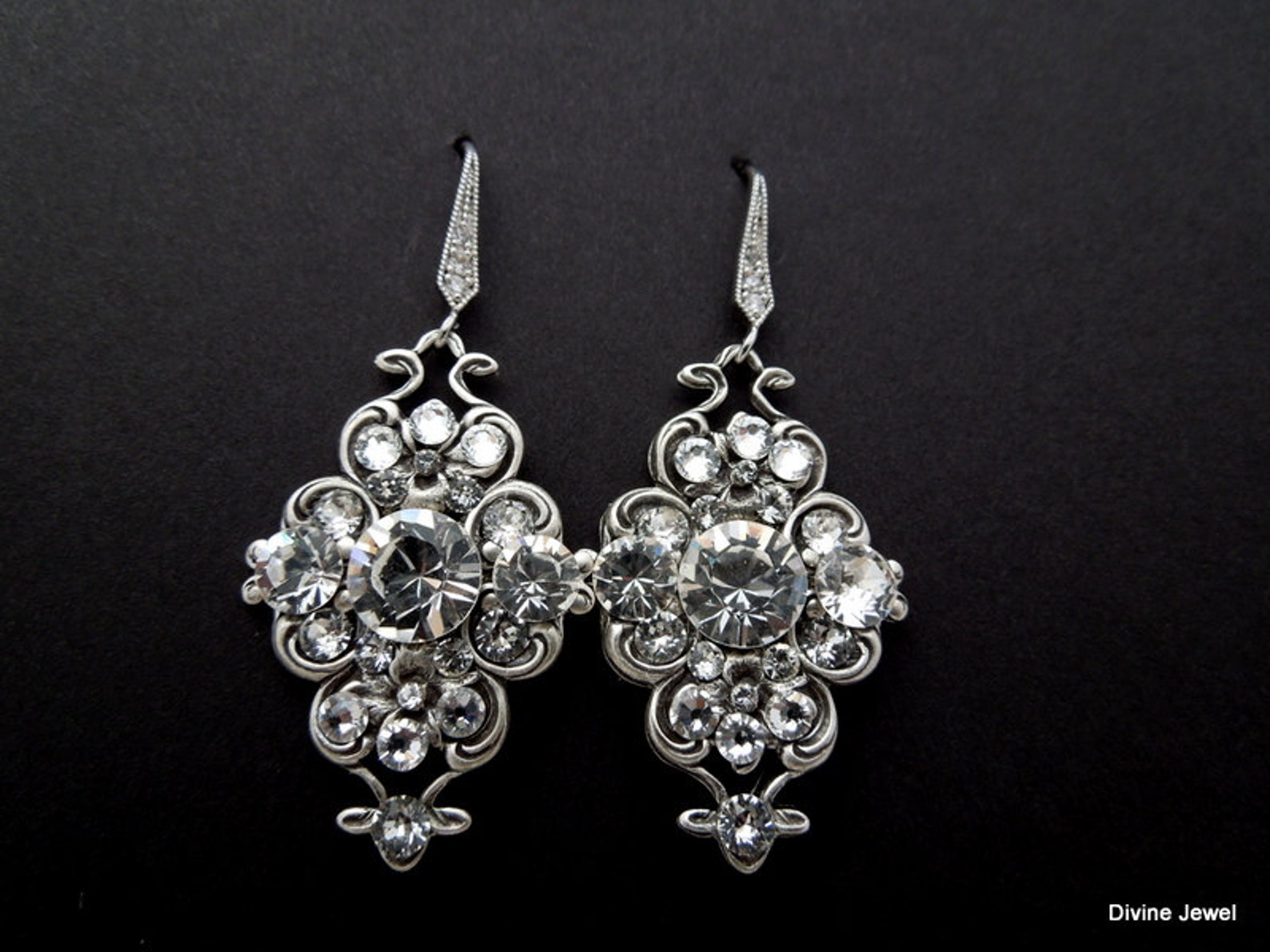 Bridal Crystal Earrings Wedding Rhinestone Earrings Bridal - Etsy