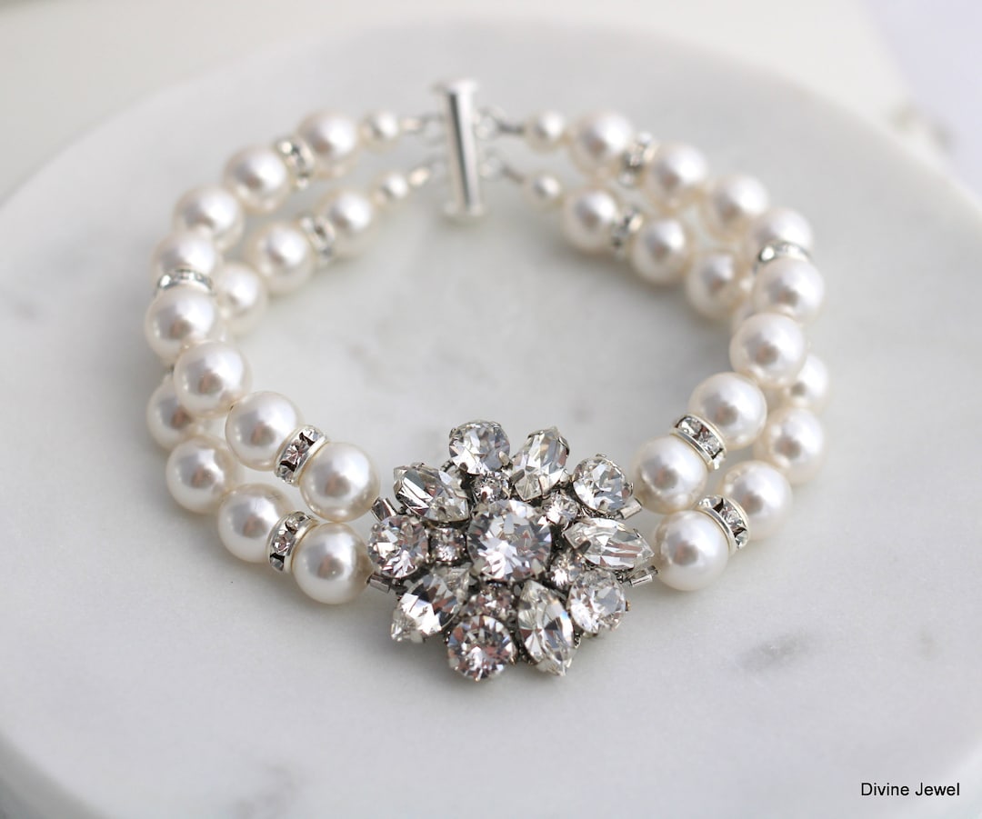 Bridal Pearl Bracelet, Wedding Bracelet Bridal Jewelry, Wedding ...