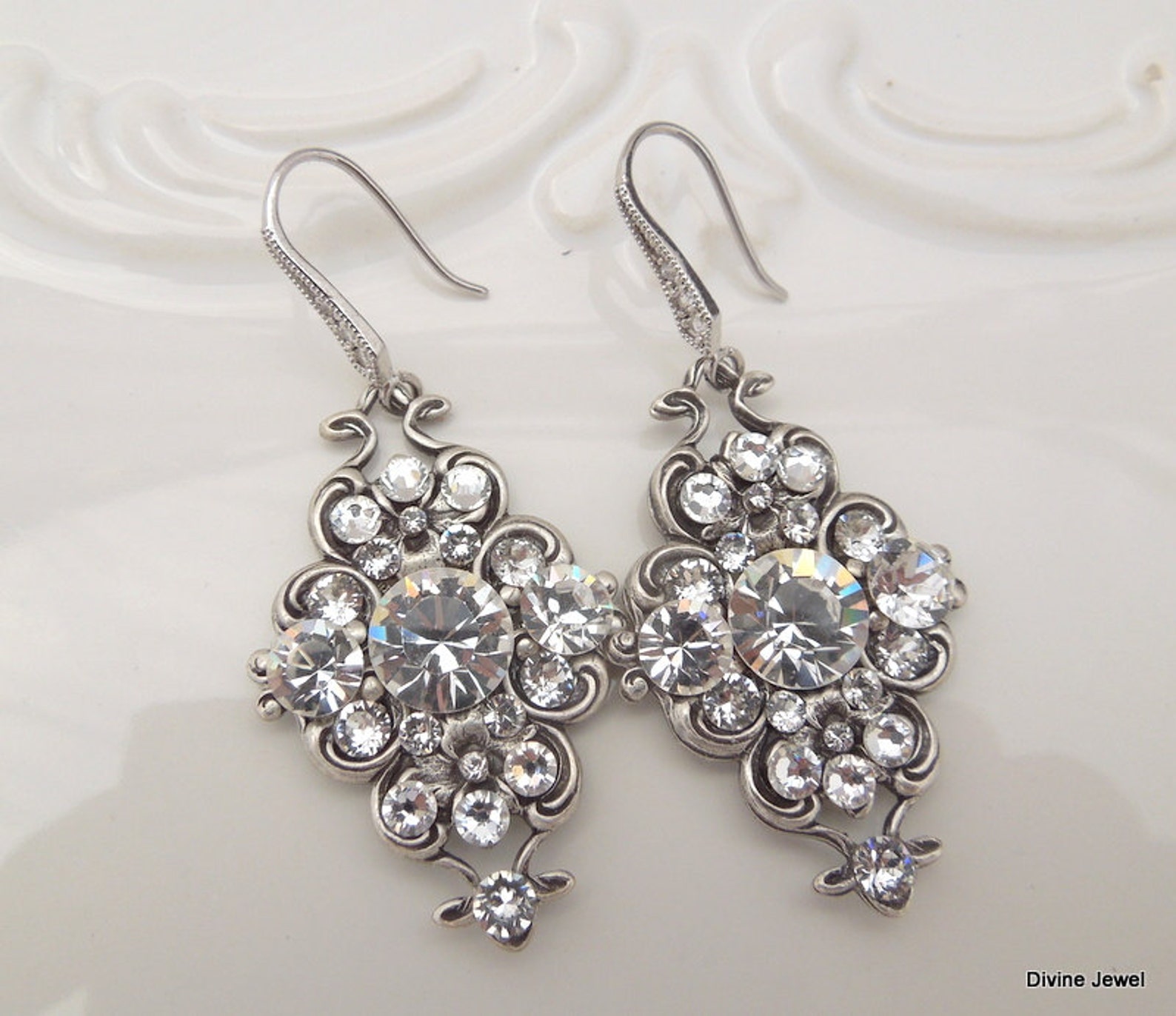 Bridal Crystal Earrings Wedding Rhinestone Earrings Bridal - Etsy