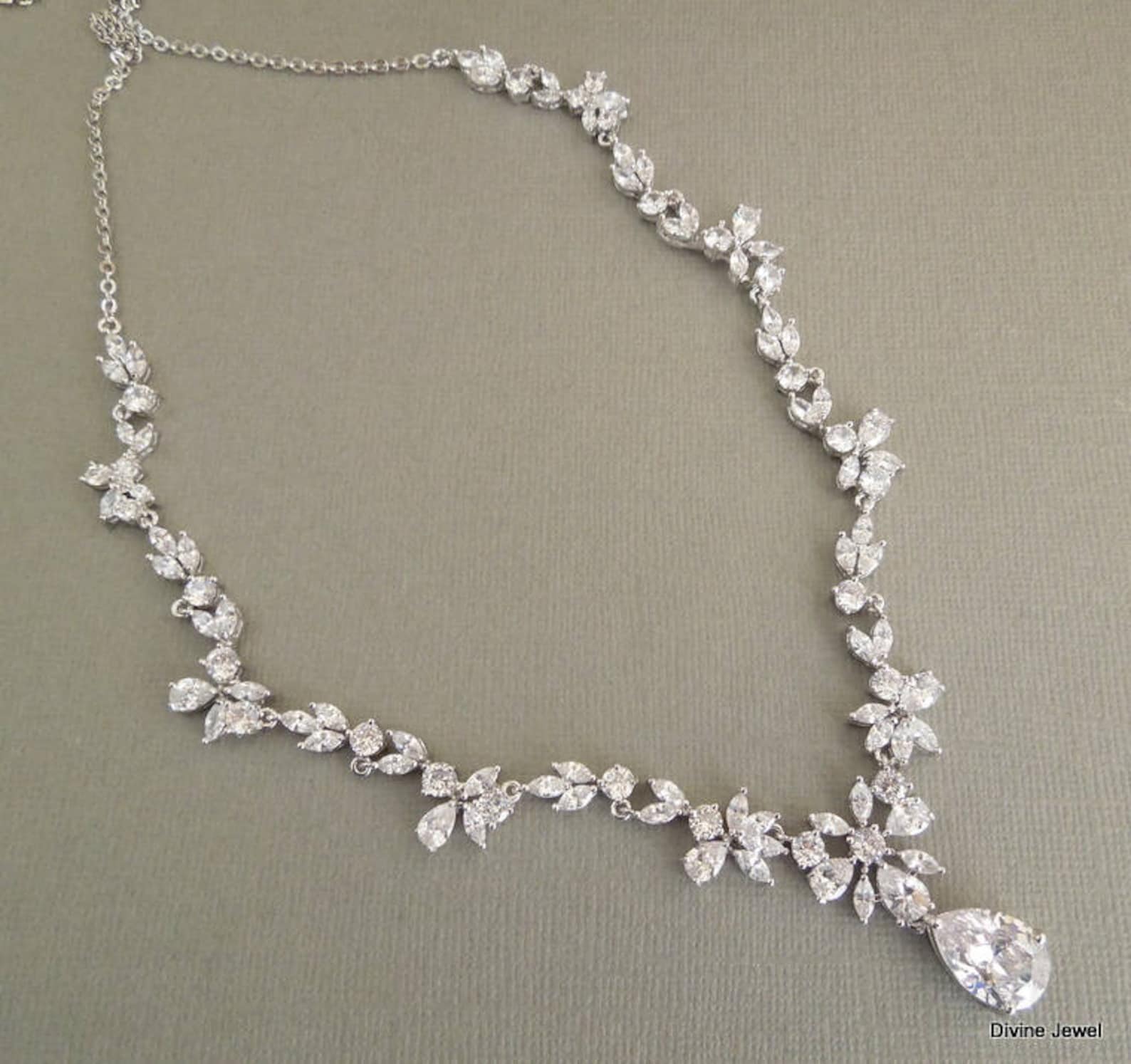 Backdrop Necklace Bridal Necklace Rhinestone Necklace Wedding - Etsy