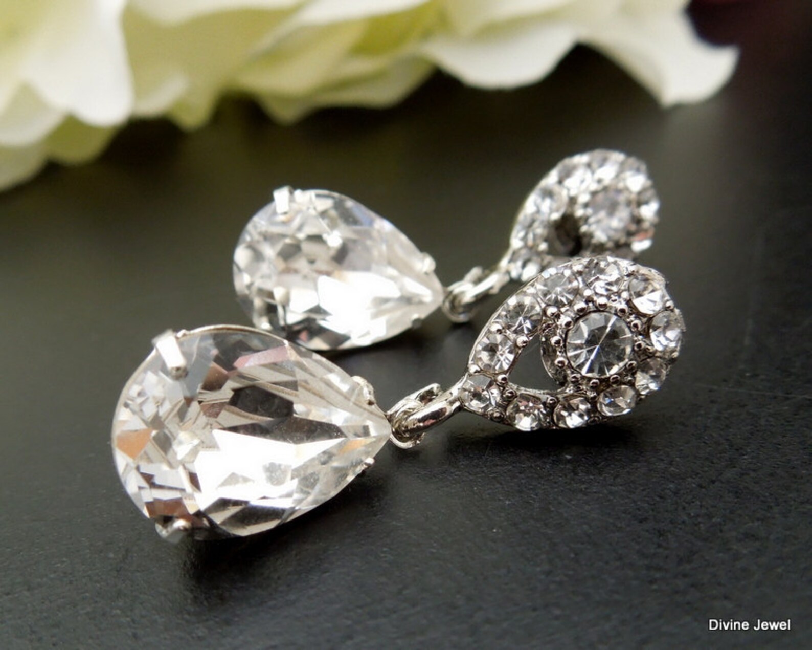 Bridal Crystal Earrings Wedding Rhinestone Earrings Bridal | Etsy