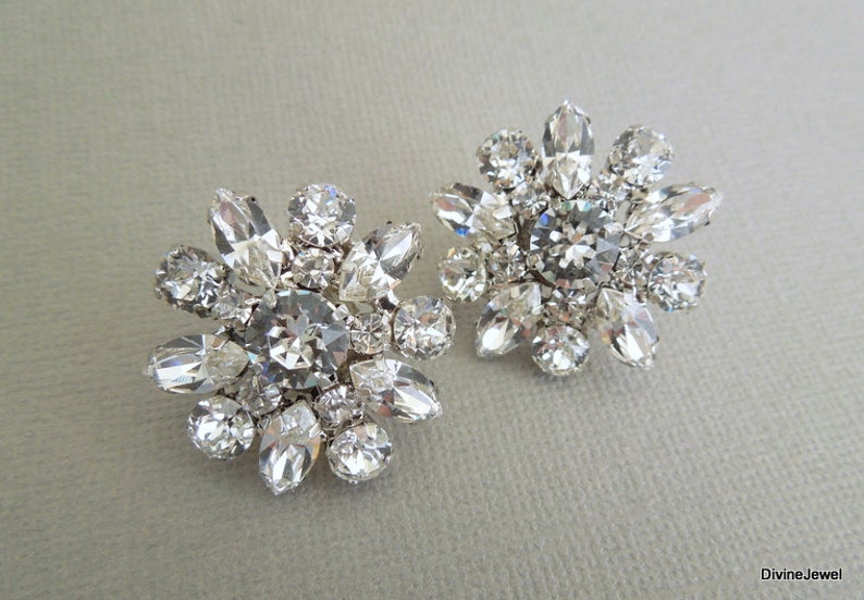 Bridal Crystal Earrings Wedding Rhinestone Earrings Bridal - Etsy