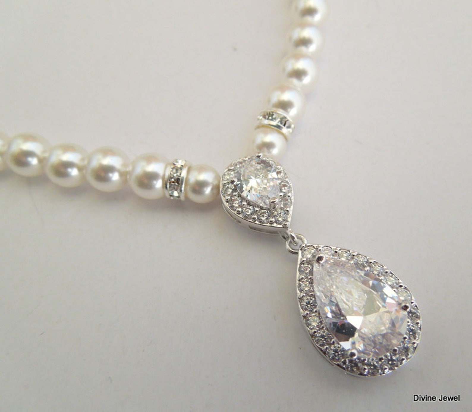 Bridal Pearl Necklace Wedding Rhinestone Necklace Pearl - Etsy