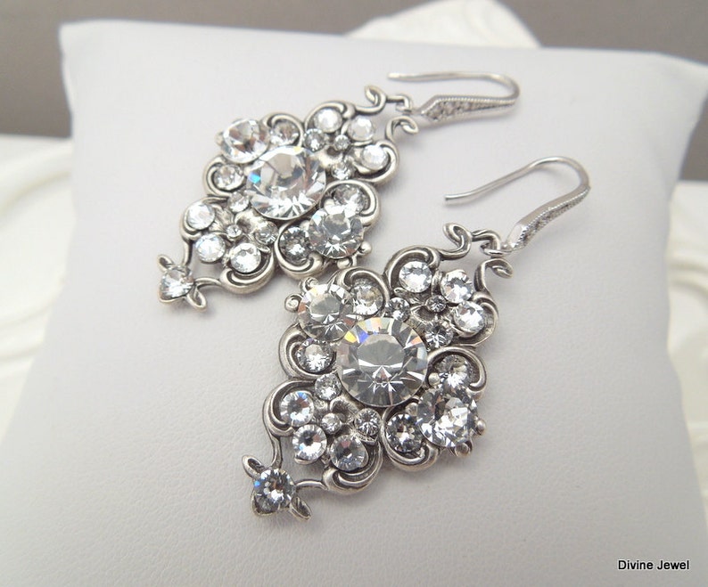 Bridal Crystal Earrings Wedding Rhinestone Earrings Bridal - Etsy