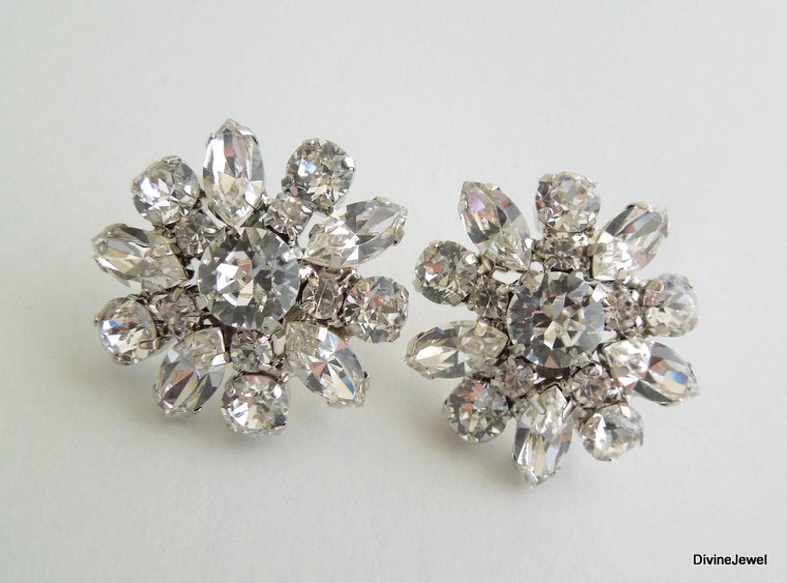 Bridal crystal Earrings wedding Rhinestone earrings Bridal | Etsy