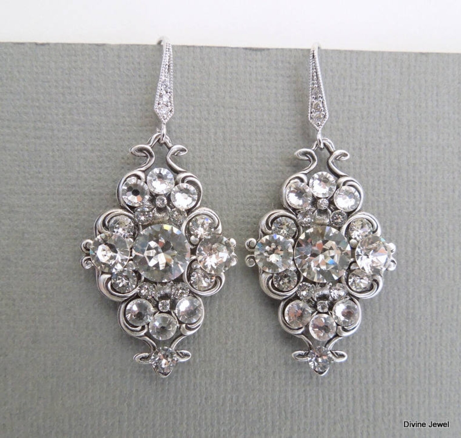 Bridal Crystal Earrings Wedding Rhinestone Earrings Bridal - Etsy