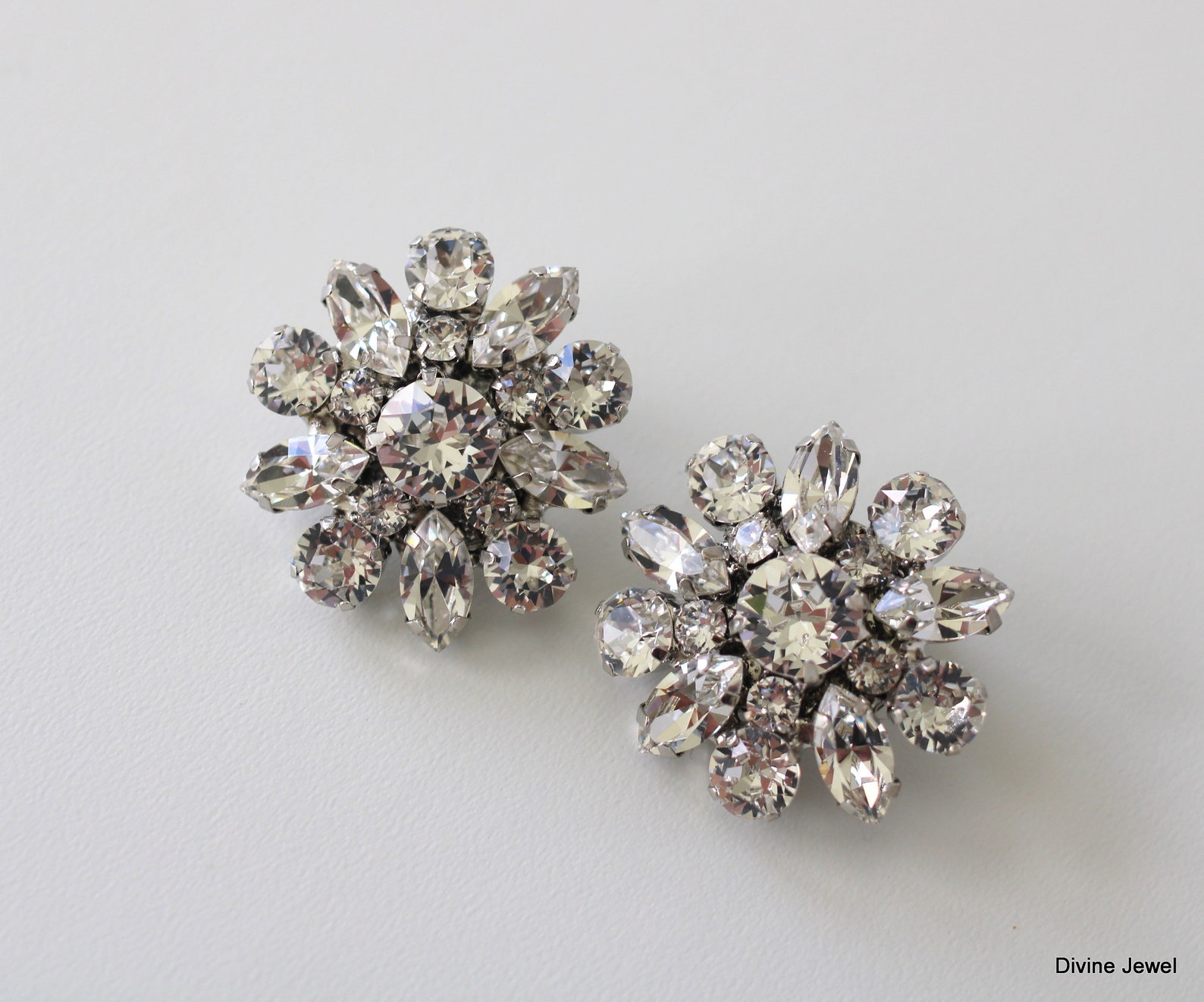 Bridal Crystal Earrings Wedding Rhinestone Earrings Bridal - Etsy