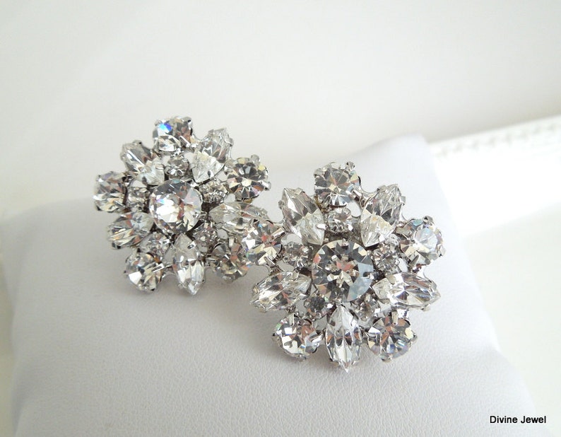 Bridal crystal Earrings wedding Rhinestone Earrings bridal | Etsy