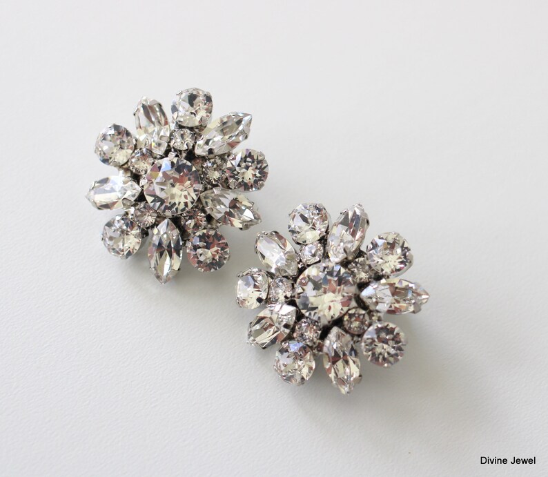Bridal Crystal Earrings Wedding Rhinestone Earrings Bridal - Etsy