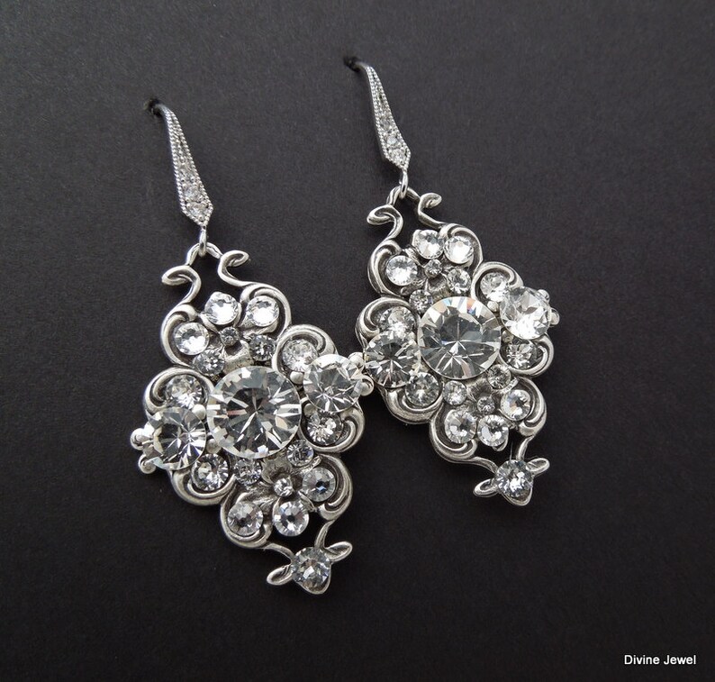 Bridal Crystal Earrings Wedding Rhinestone Earrings Bridal - Etsy