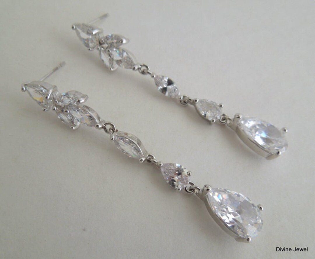 Bridal Crystal Earrings Wedding Rhinestone Earrings Bridal - Etsy