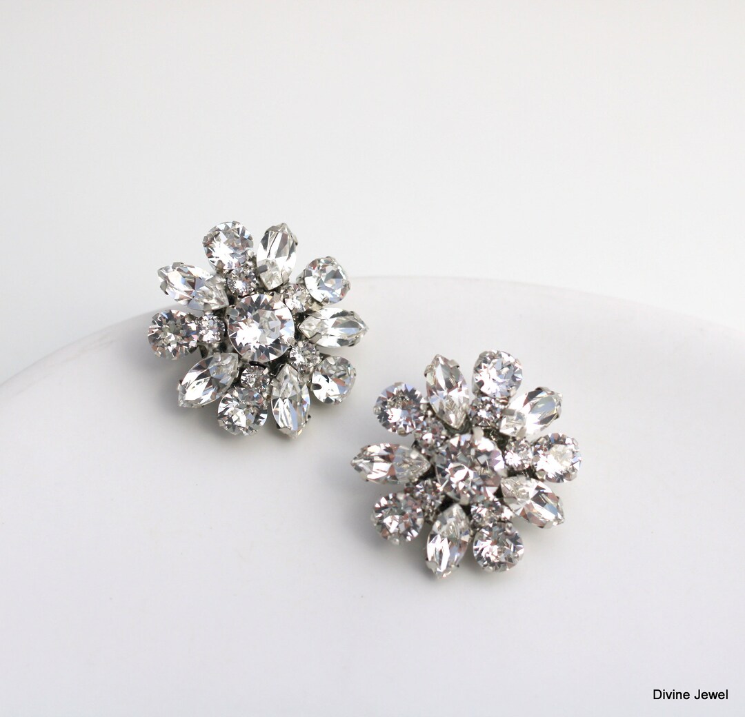 Bridal Crystal Earrings Wedding Rhinestone Earrings Bridal - Etsy