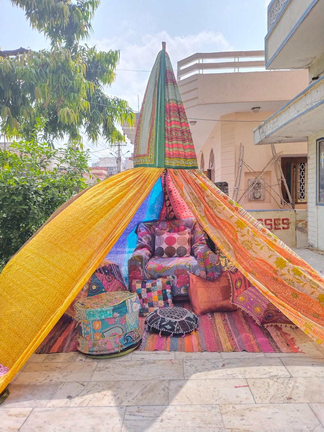 Boho Canopy Saree Tent - Bed Canopy | Bohemian Wedding Backdrop | Gypsy ...