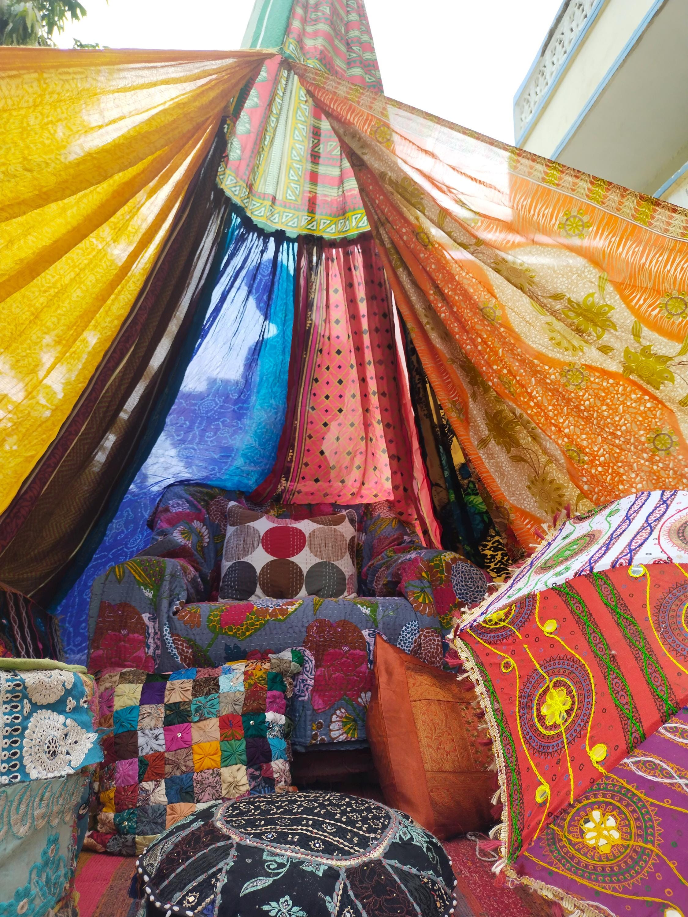 Boho Canopy Saree Tent - Bed Canopy | Bohemian Wedding Backdrop | Gypsy ...