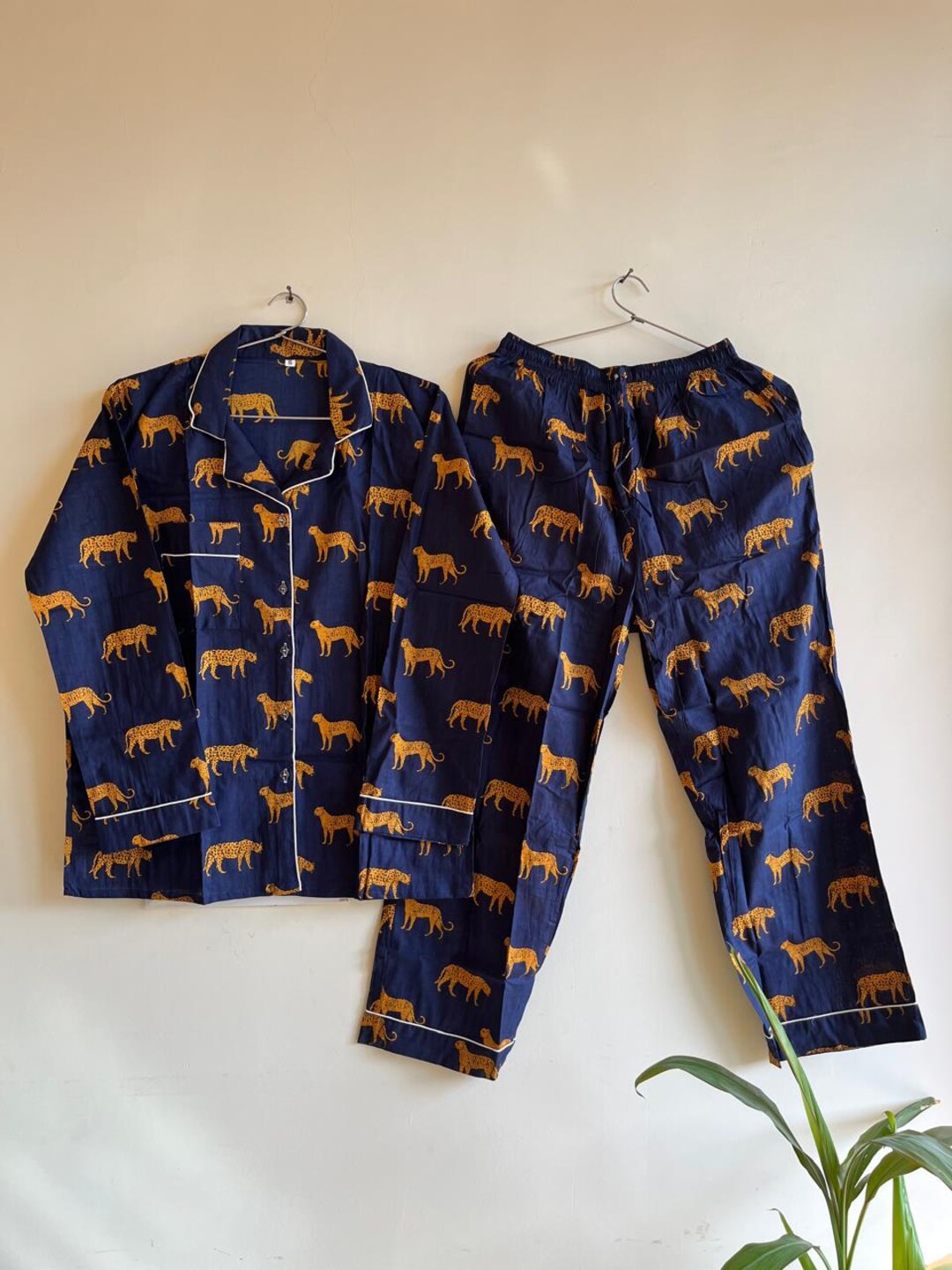 Leopard Print Ladies Pajamas Night Suit Handmade, Pj Set Women Wear ...