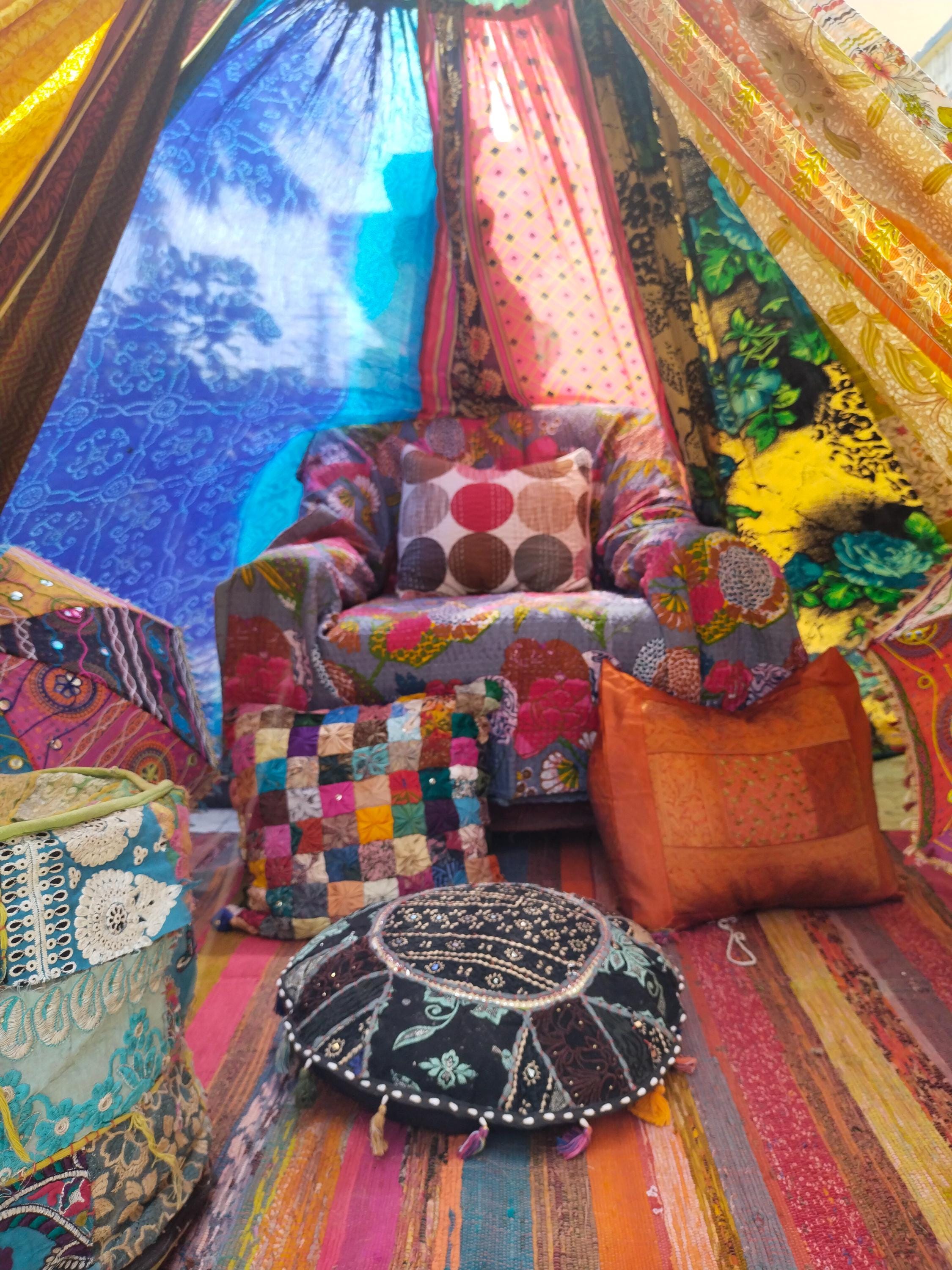 Boho Canopy Saree Tent - Bed Canopy | Bohemian Wedding Backdrop | Gypsy ...