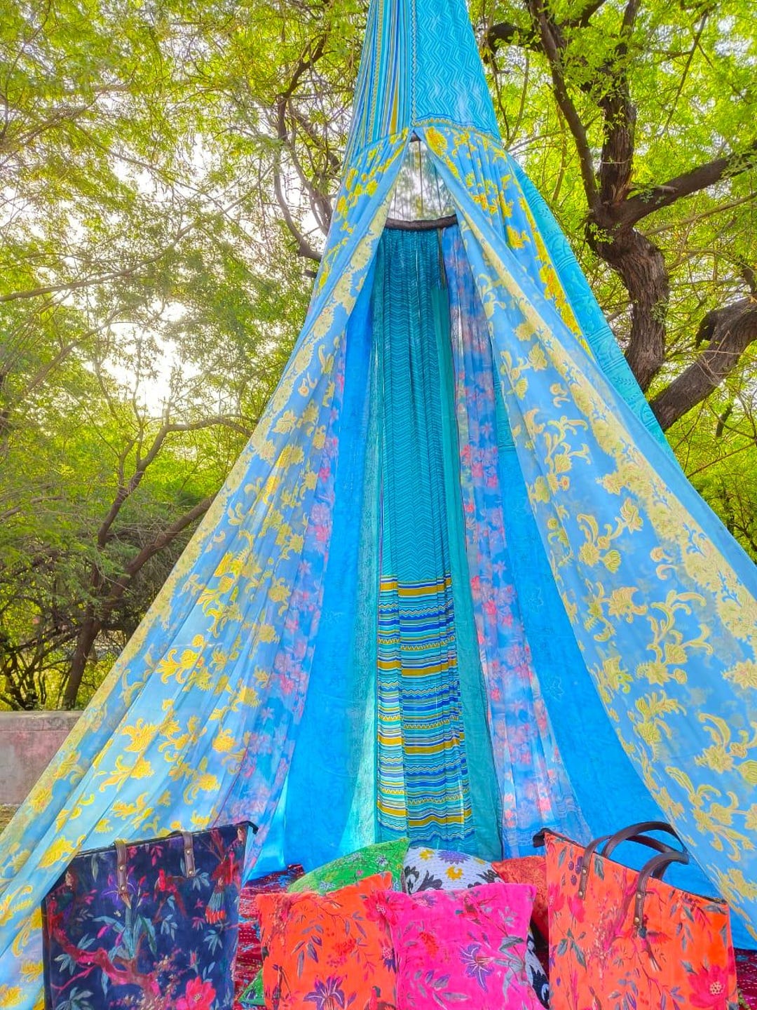 Boho Canopy Saree Tent - Bed Canopy | Bohemian Wedding Backdrop | Gypsy ...