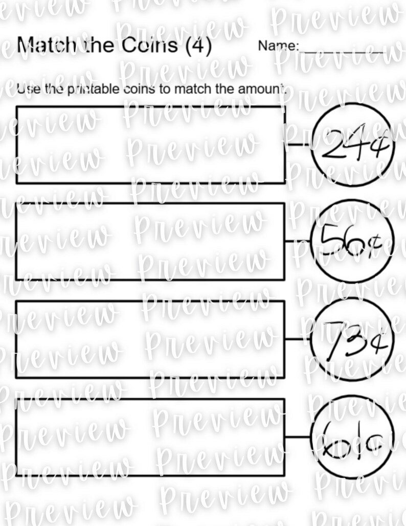 Counting Coins Math Practice: Printable Coins & Table (PDF) - Etsy