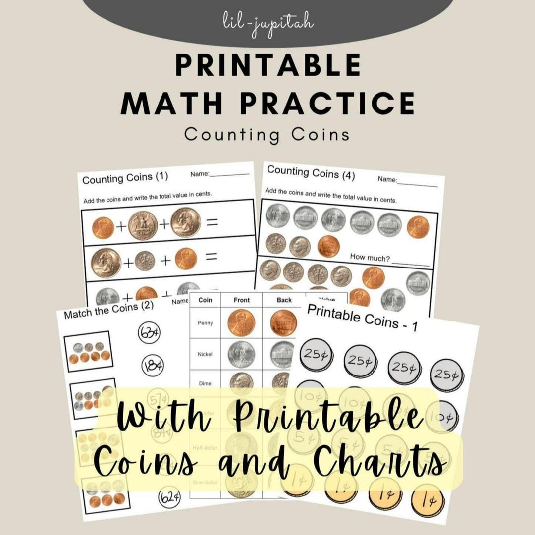 Counting Coins Math Practice: Printable Coins & Table (PDF) - Etsy