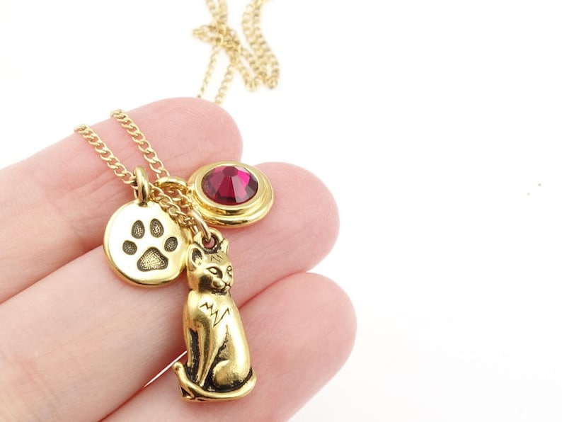 Cat Necklace Personalized Charm Necklace Gold Jewelry Gift for | Etsy