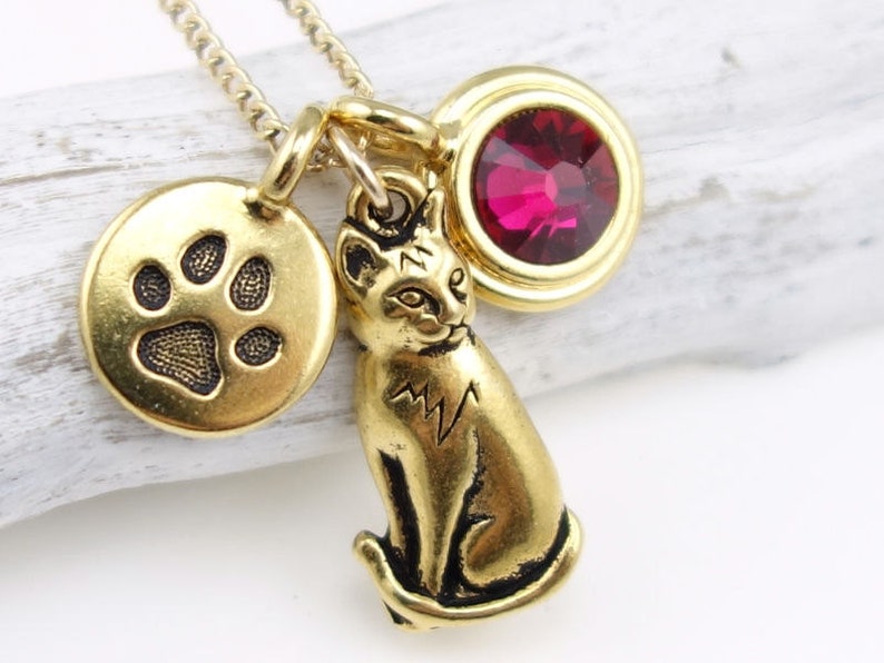 Cat Necklace Personalized Charm Necklace Gold Jewelry Gift for | Etsy