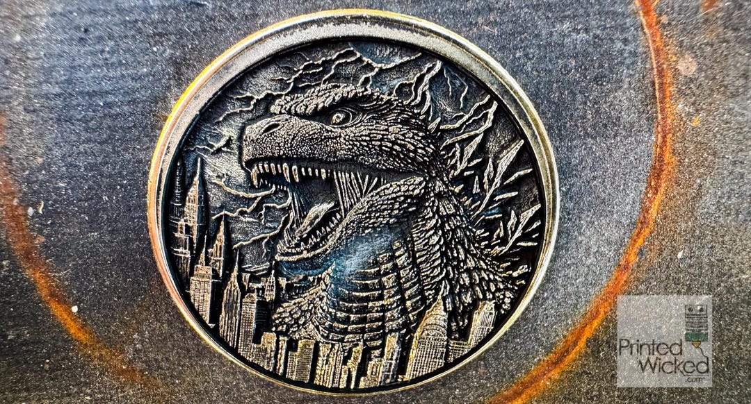 Sci Fi Godzilla Theme Personalized Artistic Heavy Brass Collector Coin ...