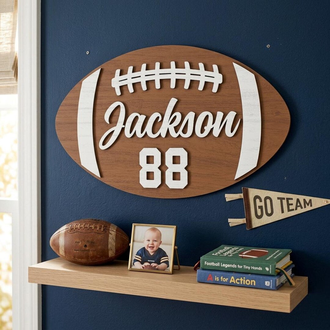 Football Name Sign SVG, Personalized Sports Wall Decor, Football Kids ...