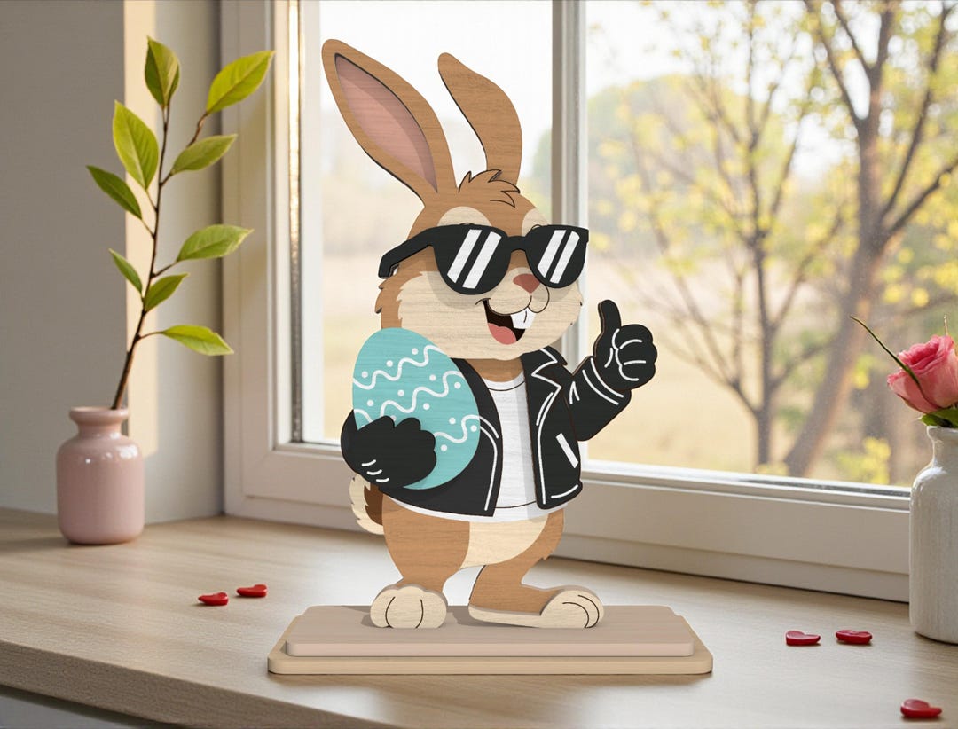 Cool Easter Bunny SVG, Rabbit With Sunglasses Leather Jacket, Funny ...