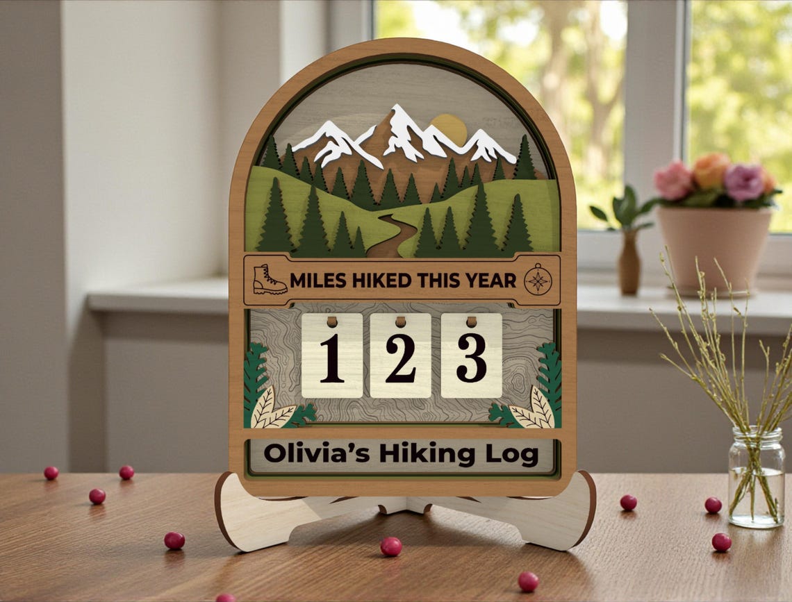 Hiking Miles Tracker SVG, Mountain Path Adventure Log, Personalized ...