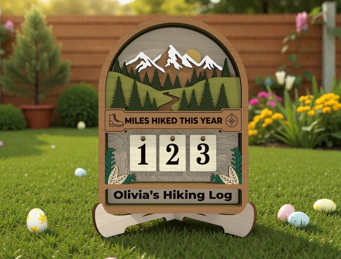 Hiking Miles Tracker SVG, Mountain Path Adventure Log, Personalized ...