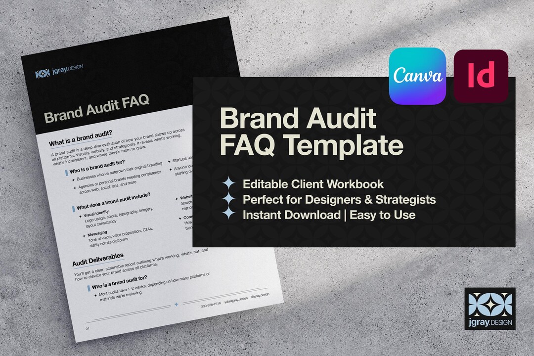 Brand Audit Template Canva Indesign | Editable Brand Strategy Workbook ...